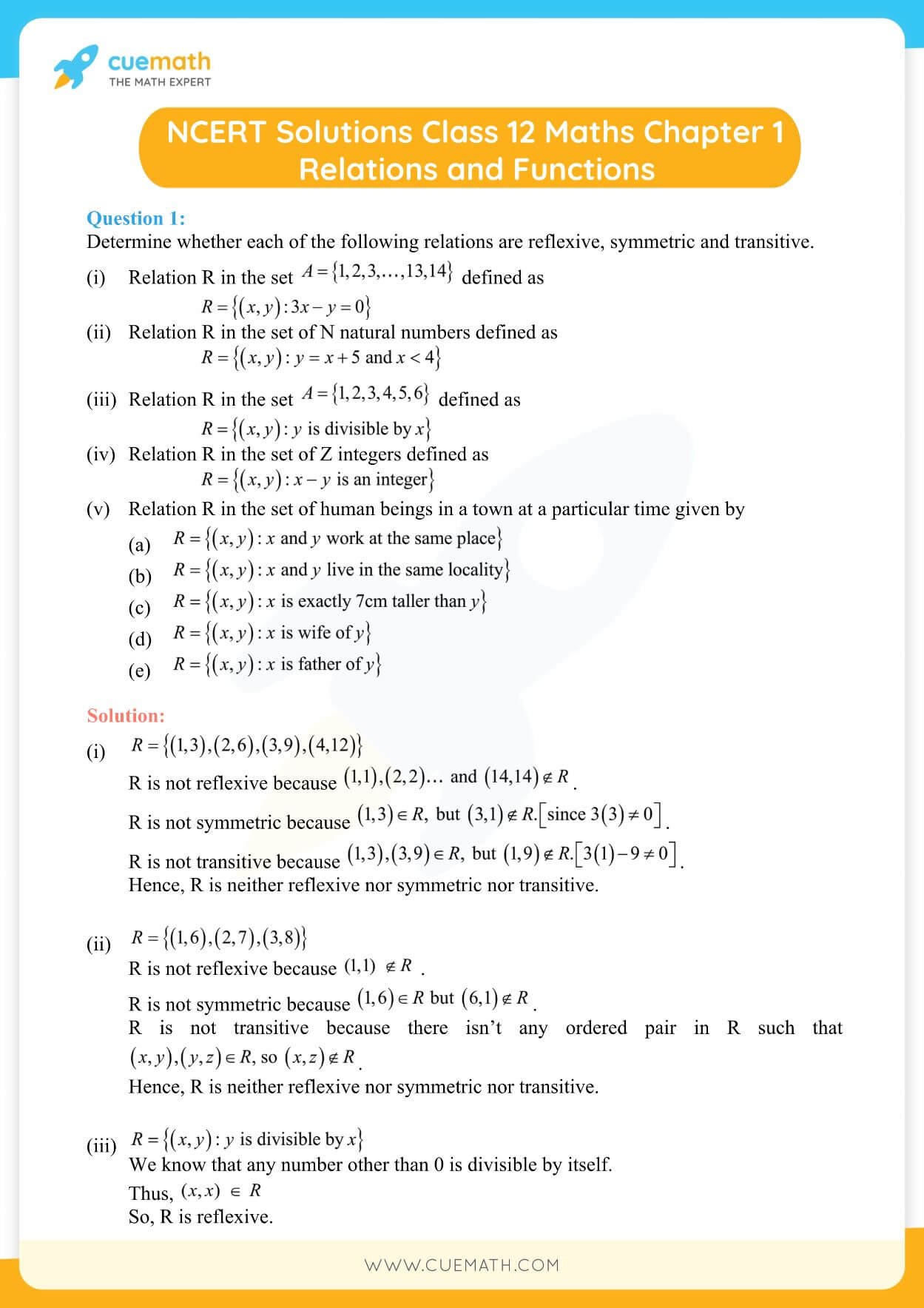 Math Class 12 Exercise 1 1 Q4 BISE Multan
